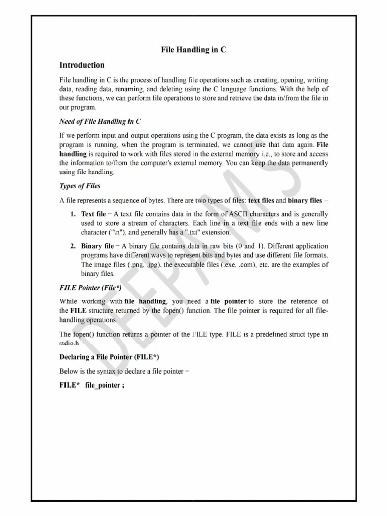 Unit1 File Handling 2026 | PDF