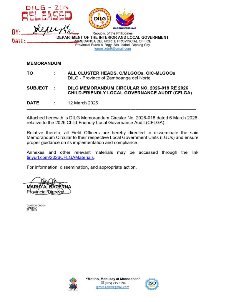 3-12-26 Dilg Memorandum Circular No. 2026-018 Re 2026 Child-Friendly ...