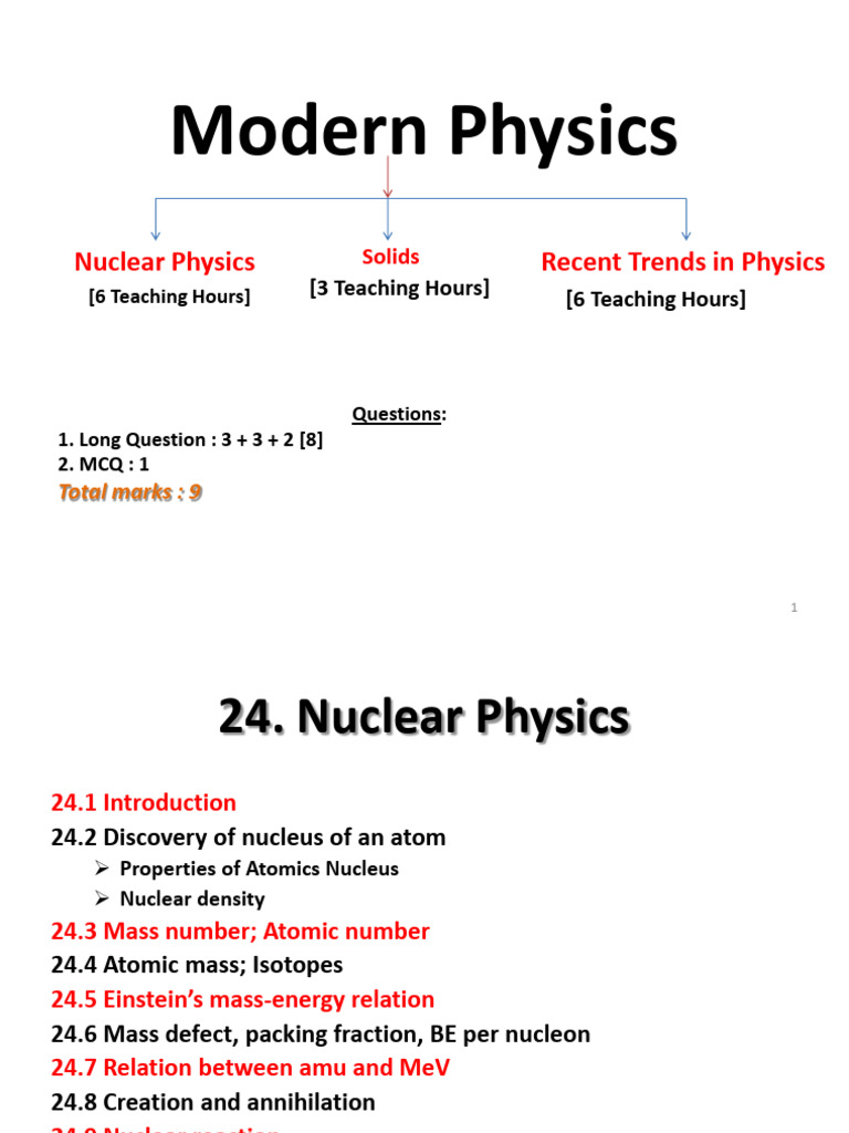 Modern Physics Nuclear Physics Solids | PDF | Atomic Nucleus | Nuclear ...