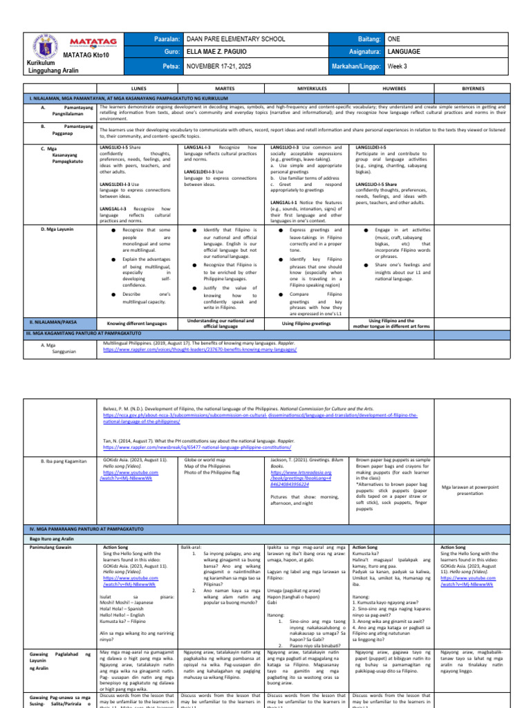 Week 3 q3 Language | PDF | Multilingualism | Human Communication
