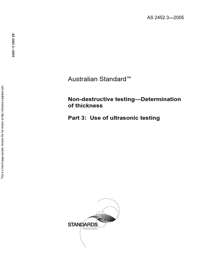 As 2452.3-2005 Non-Destructive Testing - Determination of Thickness Use ...