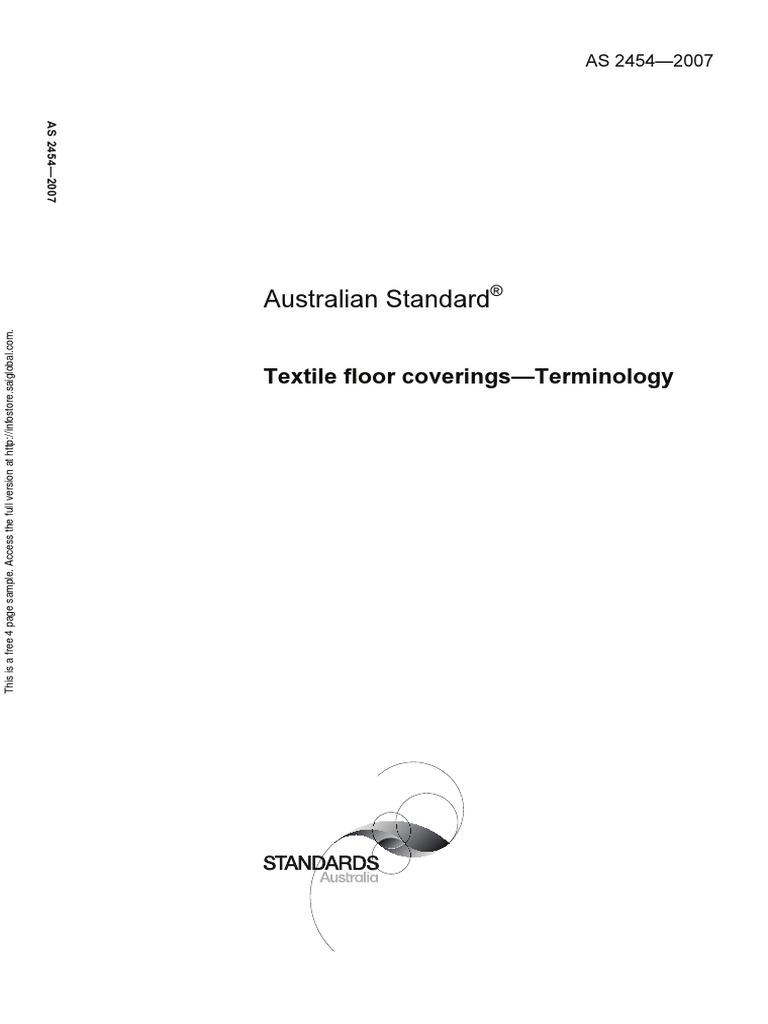 As 2454-2007 Textile Floor Coverings - Terminology | PDF | Flooring ...
