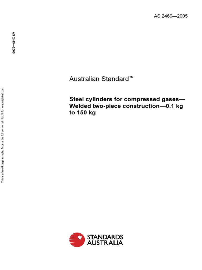 As 2469-2005 Steel Cylinders For Compressed Gases - Welded Two-Piece ...