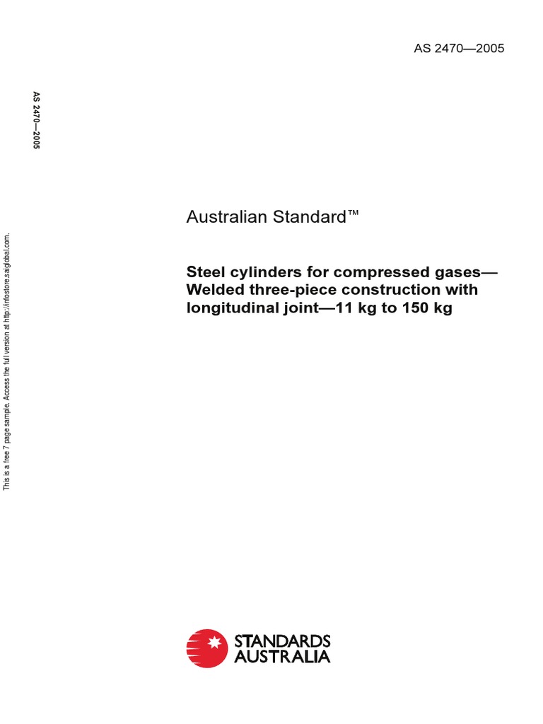 As 2470-2005 Steel Cylinders For Compressed Gases - Welded Three-Piece ...
