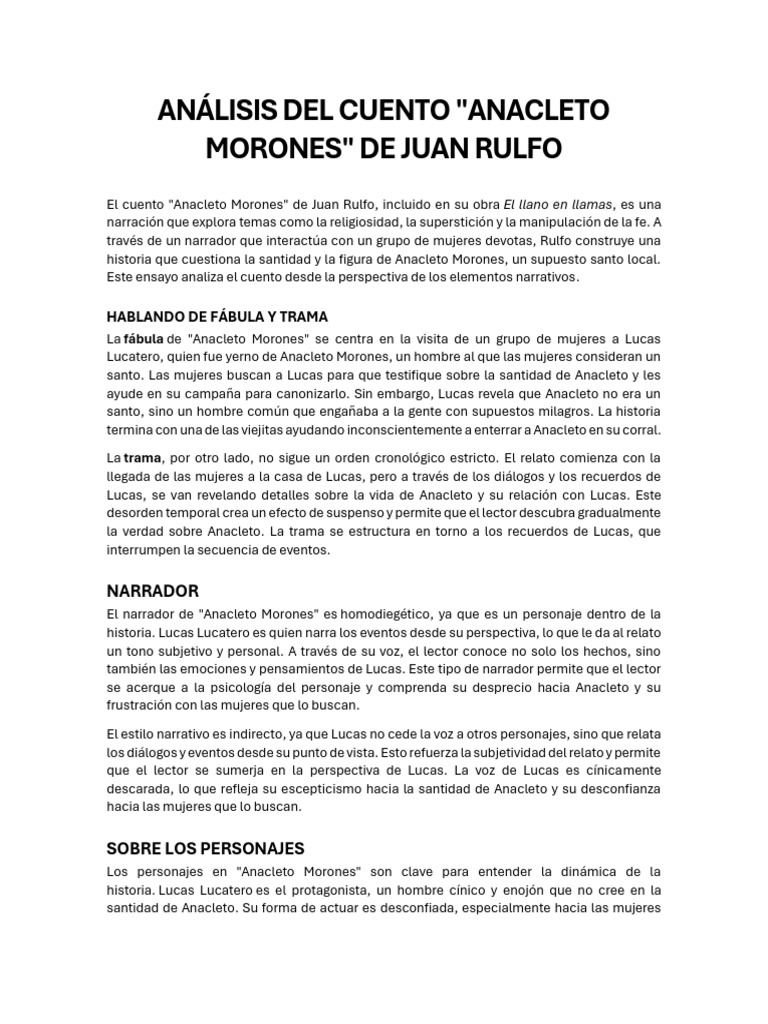 Análisis Del Cuento | PDF