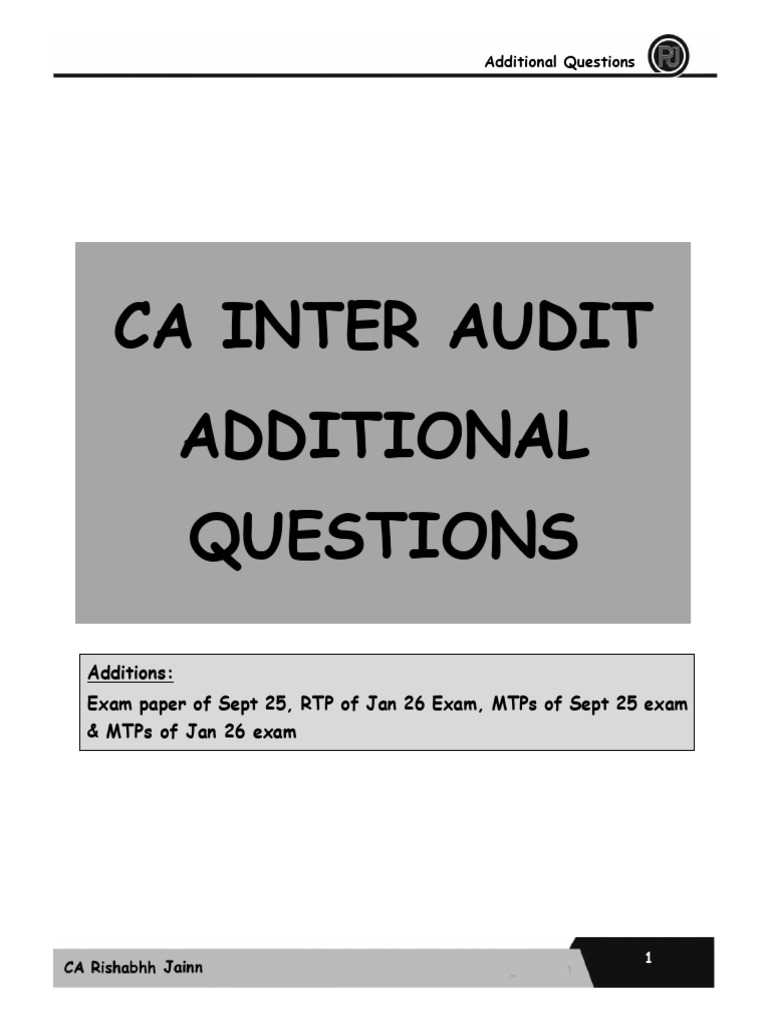 CA Inter Audit Additional Questions | PDF | Audit | Internal Control