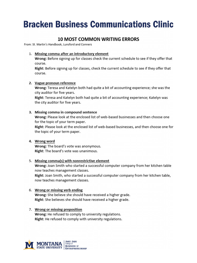 Common Errors | PDF
