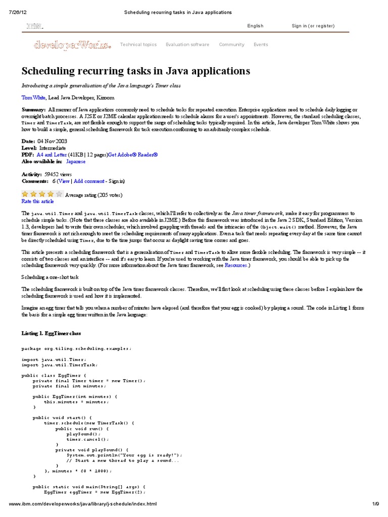 Scheduling Recurring Tasks In Java Applications Pdf Workweek And Weekend Java Programming 
