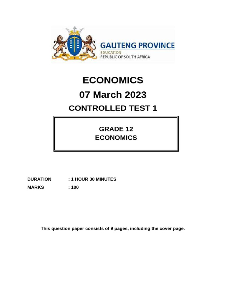 Grade 12 Controlled Test One (2023) | PDF | Fiscal Multiplier ...