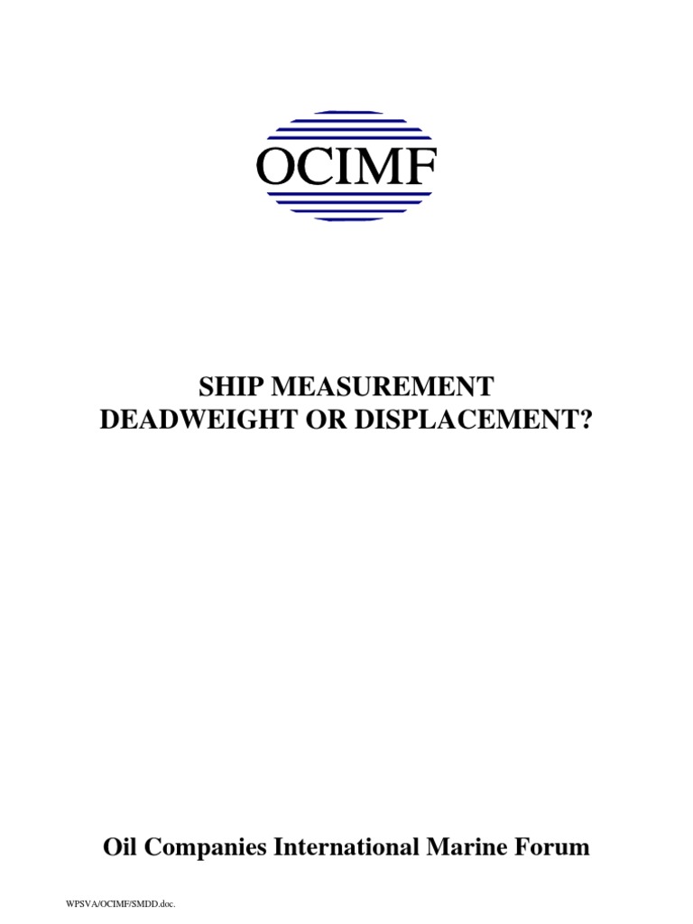 Ship Measurement - Deadweight or Displacement | PDF | Oil Tanker | Ships