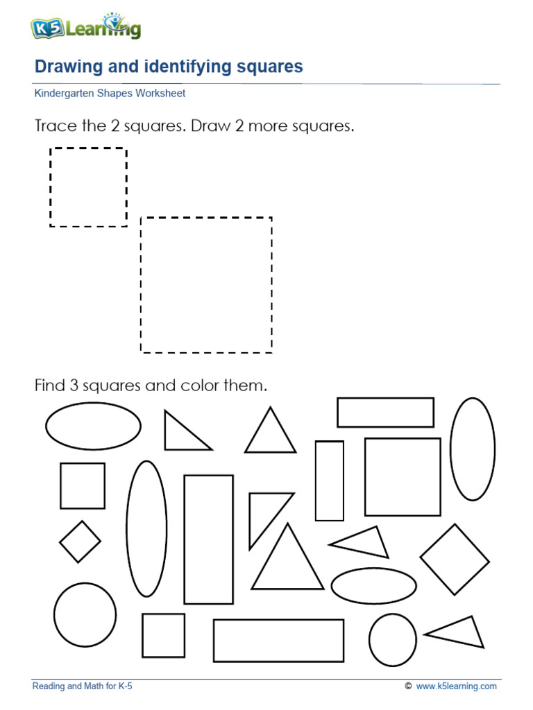 Kindergarten Identify Squares Worksheet | PDF