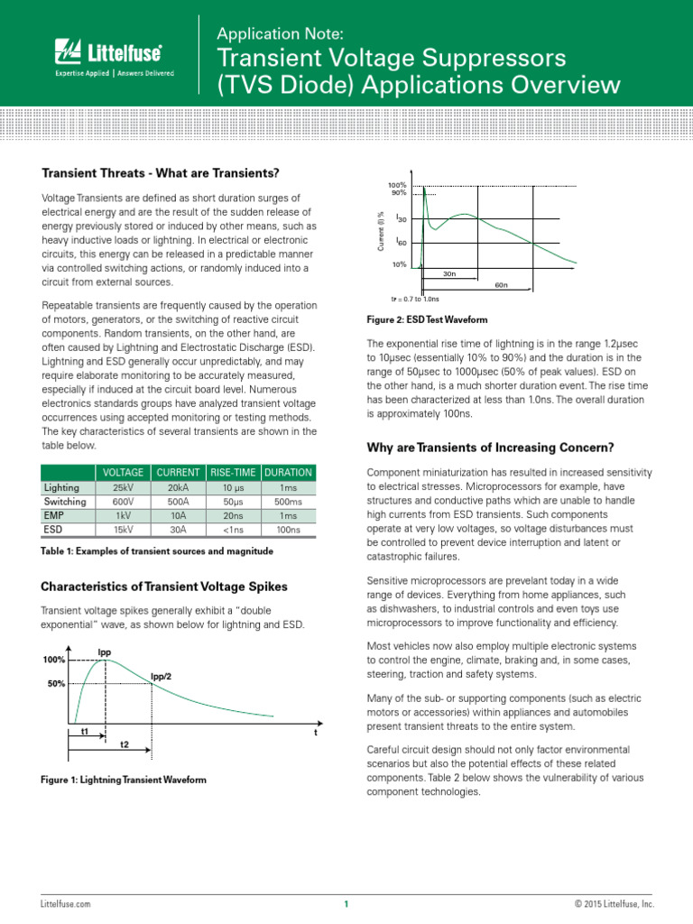 Littelfuse TVS Diode Overview Application Note | PDF | Electrostatic ...