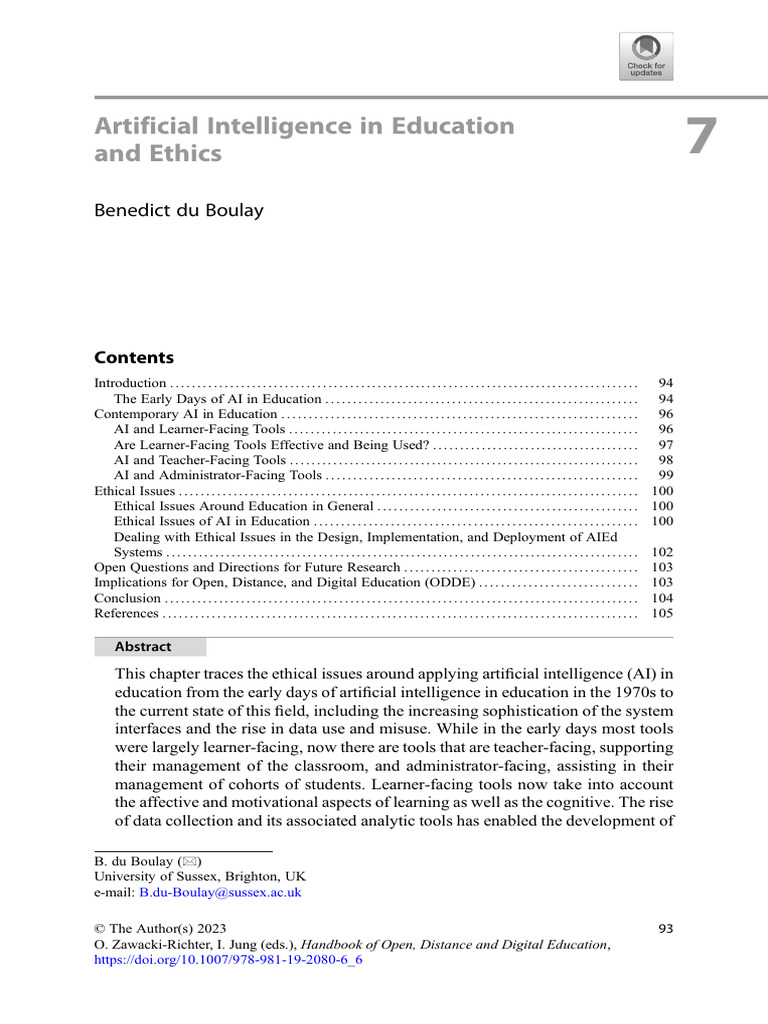 Artificial Intelligence in Education and Ethics | PDF | Artificial ...