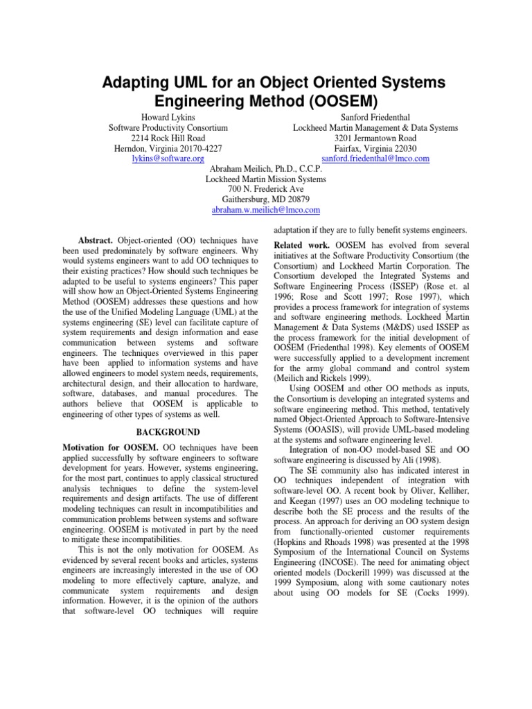 Adapting UML For An Object Oriented Systems | PDF | Component Based Software Engineering ...