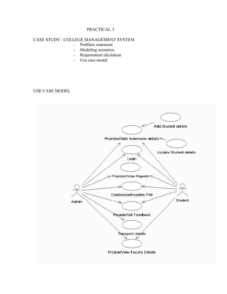 Practical 3 Case Study: College Management System - Problem Statement - Modeling Scenarios ...