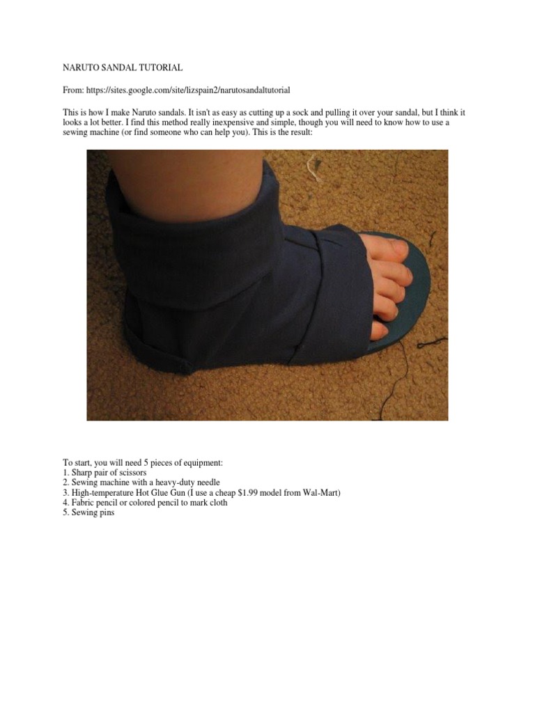 DIY Naruto Sandals Tutorial | PDF | Shoe | Seam (Sewing)