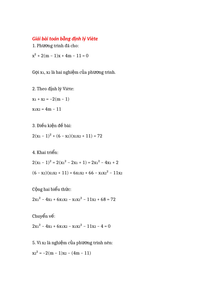 Giai Bai Toan Viete | PDF
