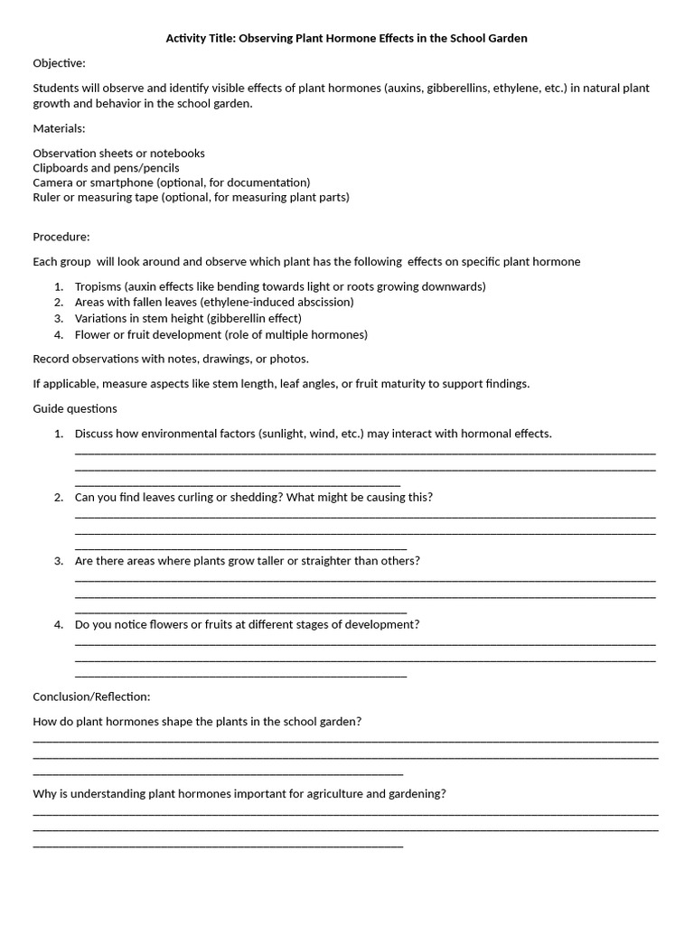 Activity - Plant Hormone | PDF | Plant Hormone | Auxin