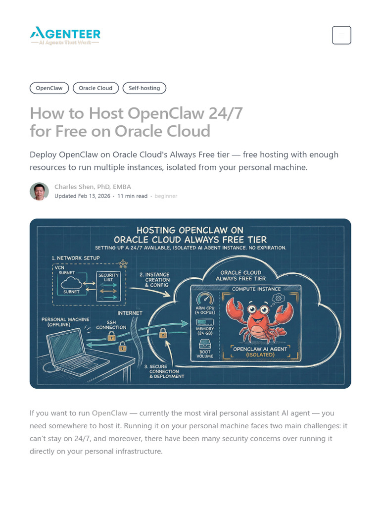 How To Host OpenClaw 24 - 7 For Free On Oracle Cloud - Agenteer - AI ...