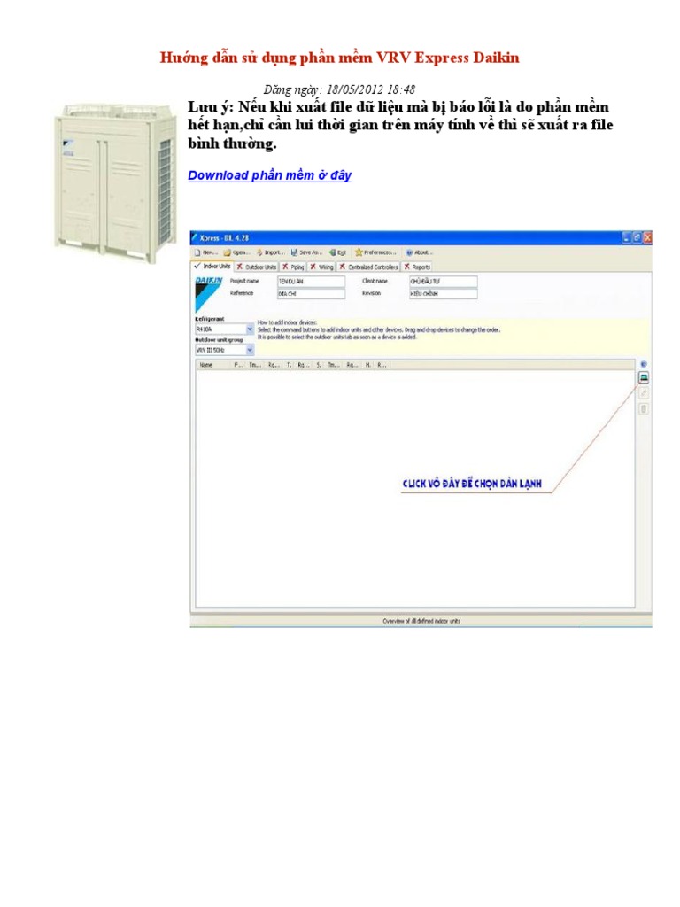 Hướng dẫn sử dụng phần mềm VRV Express Daikin | PDF