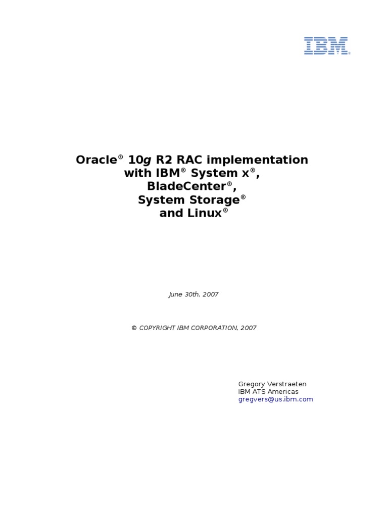 Oracle10grac Systemx 06302007 Pdf Oracle Database 64 Bit Computing