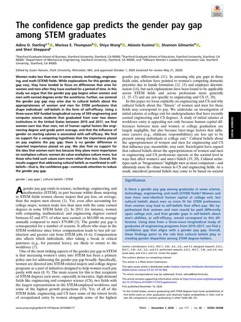 STEM Confidence Gap | PDF | Self Efficacy | Science, Technology ...