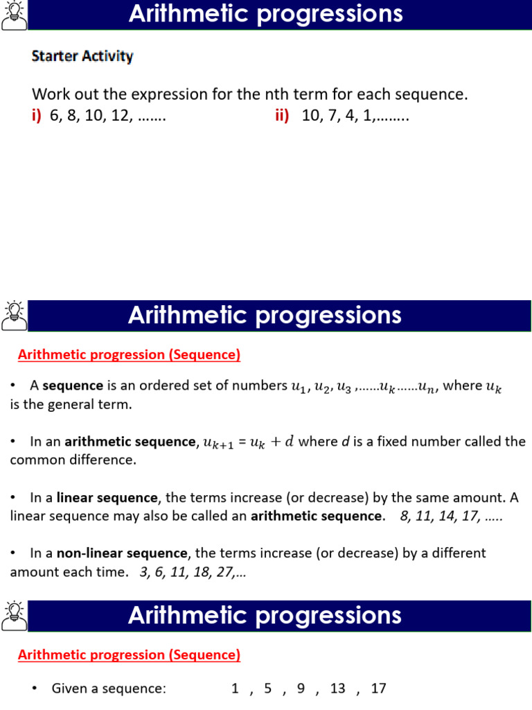 6.1 - Arithmetic Progressions | PDF | Mathematics | Algebra