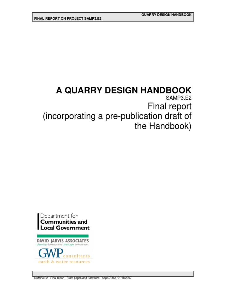 Quarry Design Handbook | Download Free PDF | Risk | Geographic ...