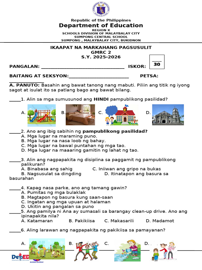 4th Periodical Test TOS GMRC2 | PDF