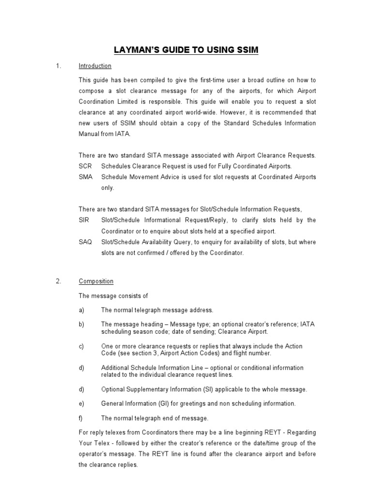 SSIM Format Guide | PDF | Airport | Transport