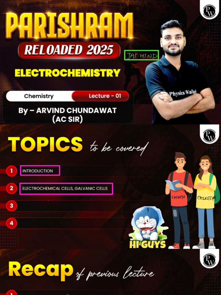 Electrochemistry 01 - Class Notes - Parishram Reloaded 2025 | PDF
