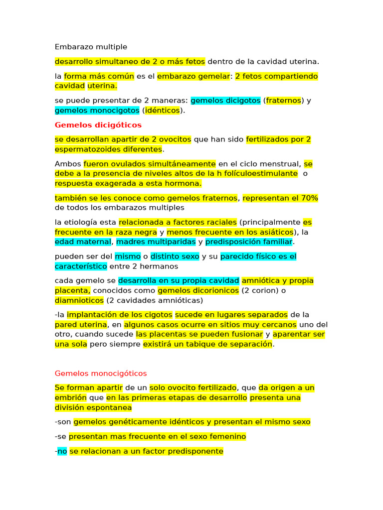 Embarazo Multiple | PDF | Gemelo | Nacimientos Múltiples