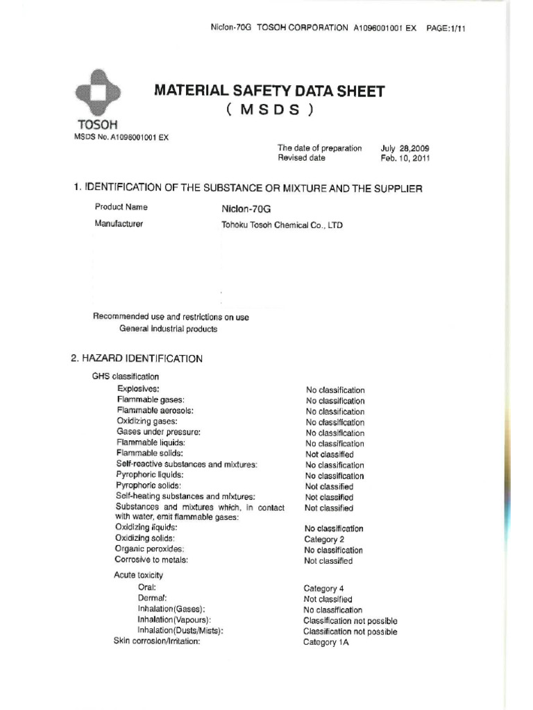Msds Niclon en | PDF