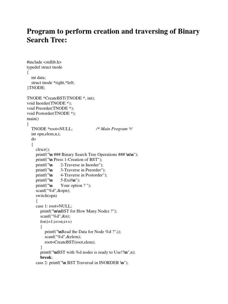 Binary Search Tree Operations Guide | PDF