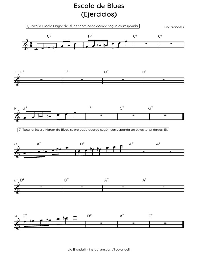 Escala Mayor de Blues (Ejercicios) - Lio Biondelli | PDF | Teoría ...