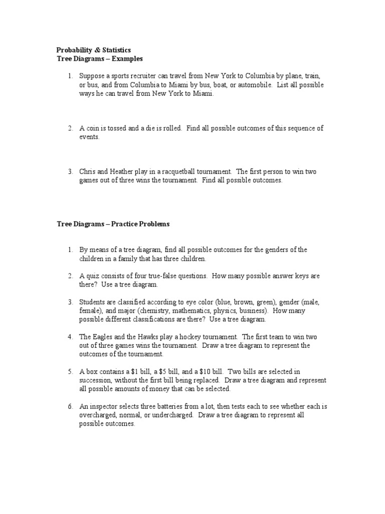 Tree Diagrams - Examples and Practice Problems - Problems From Bluman
