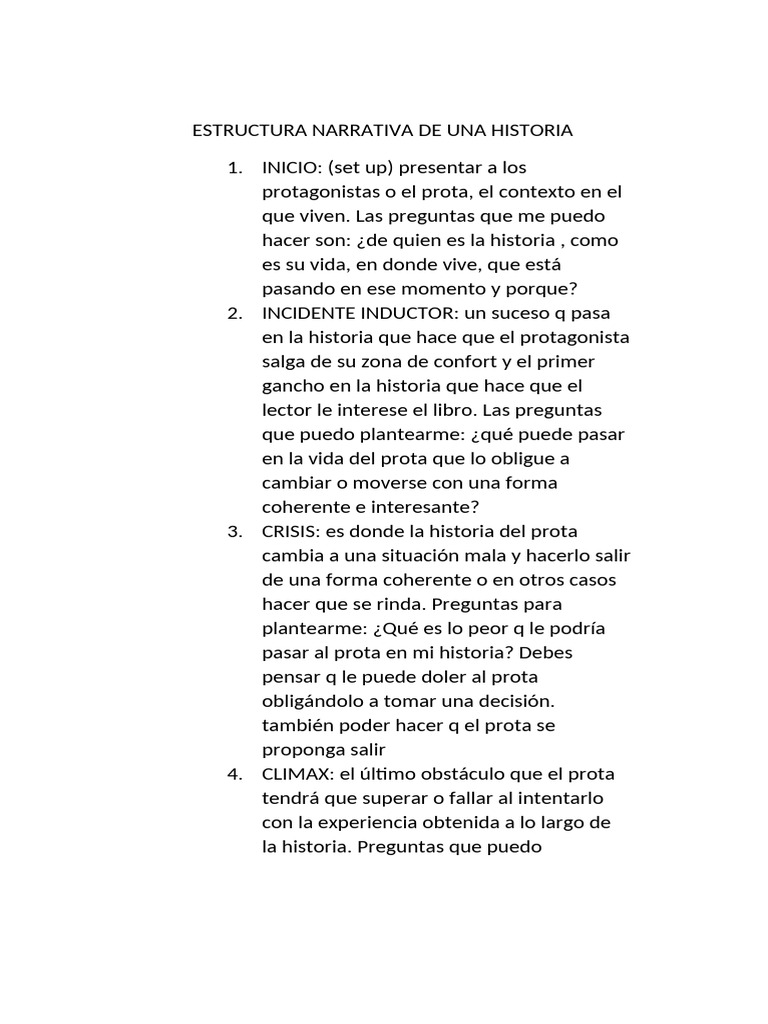 Estructura Narrativa de Una Historia | PDF | Suspense (Género) | Narración