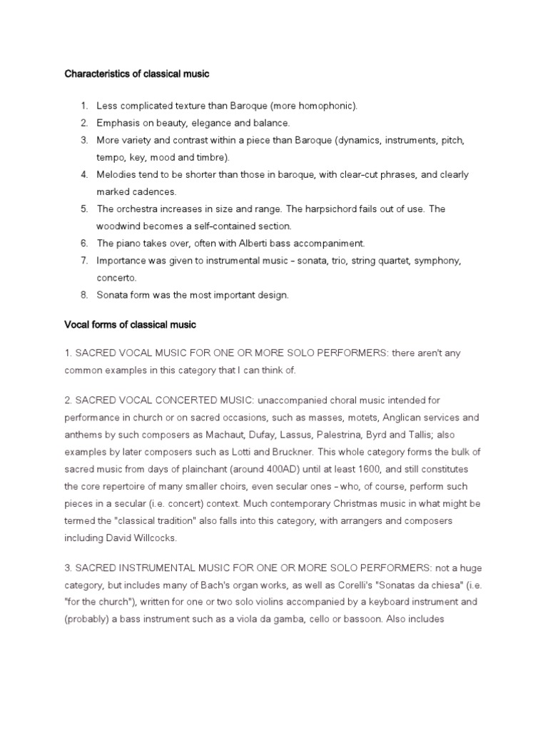 Characteristics of Classical Music | PDF | Sonata | Classical Music