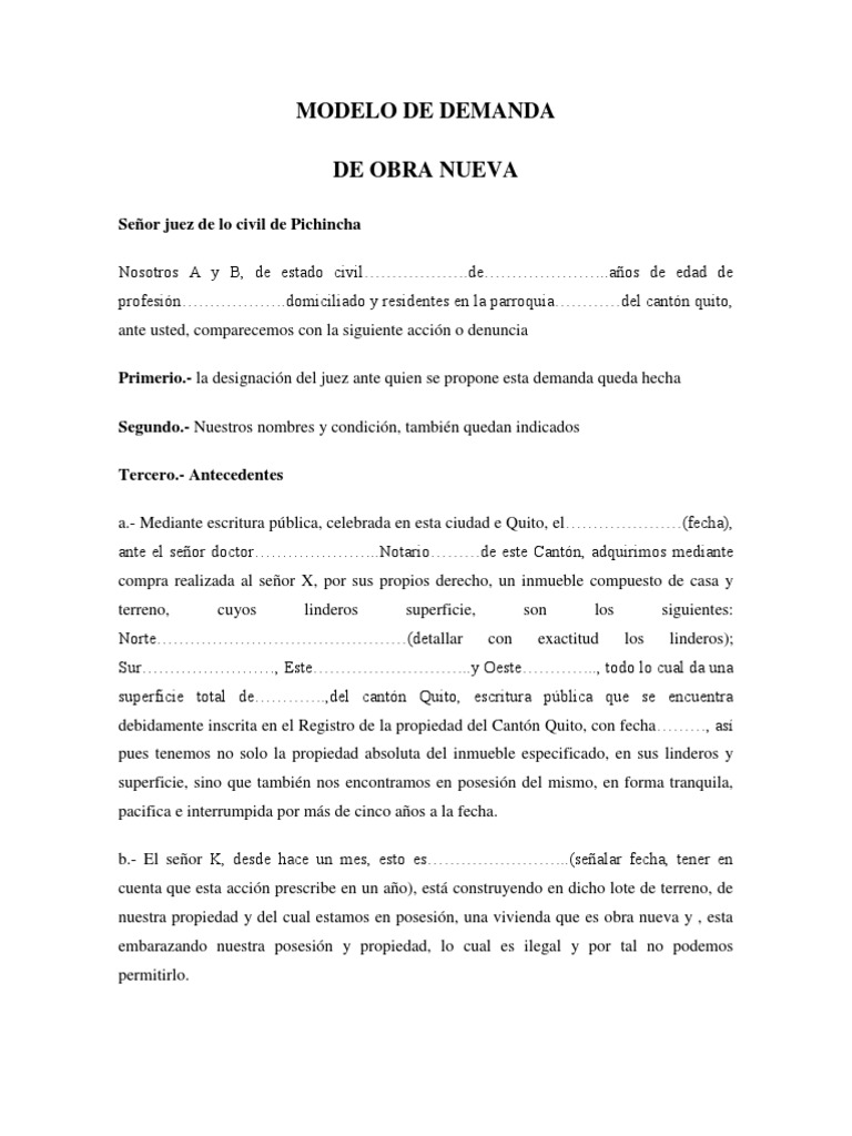Modelo de Demanda | PDF | Procedimiento Civil | Demanda judicial