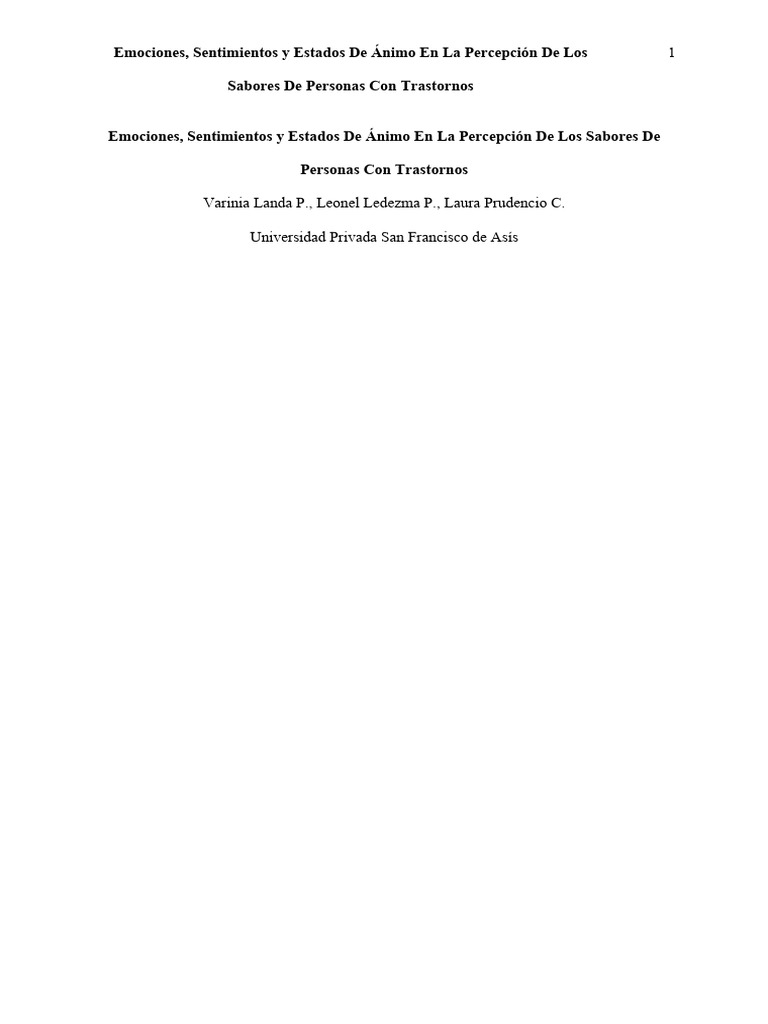 Emociones, Sentimientos y Estados de Ánimo en La Percepción de Los ...