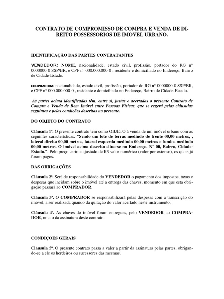 MODELO DE DECLARAÇÃO DE COMPRA E VENDA DE IMÓVEL