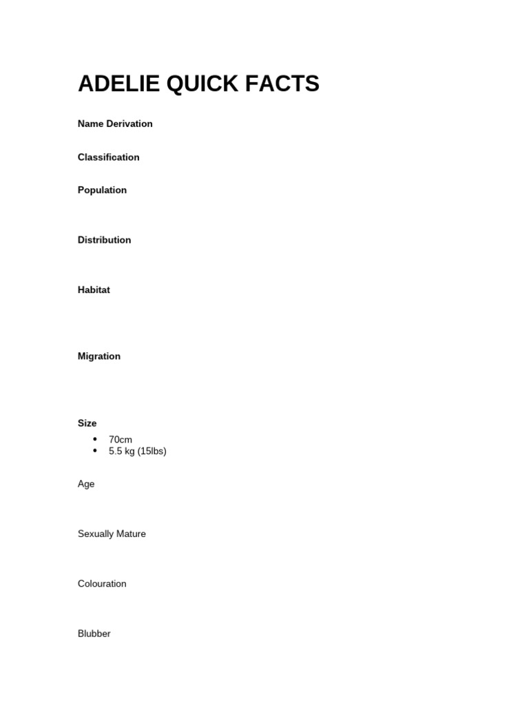 Adelie Penguin Quick Facts | PDF