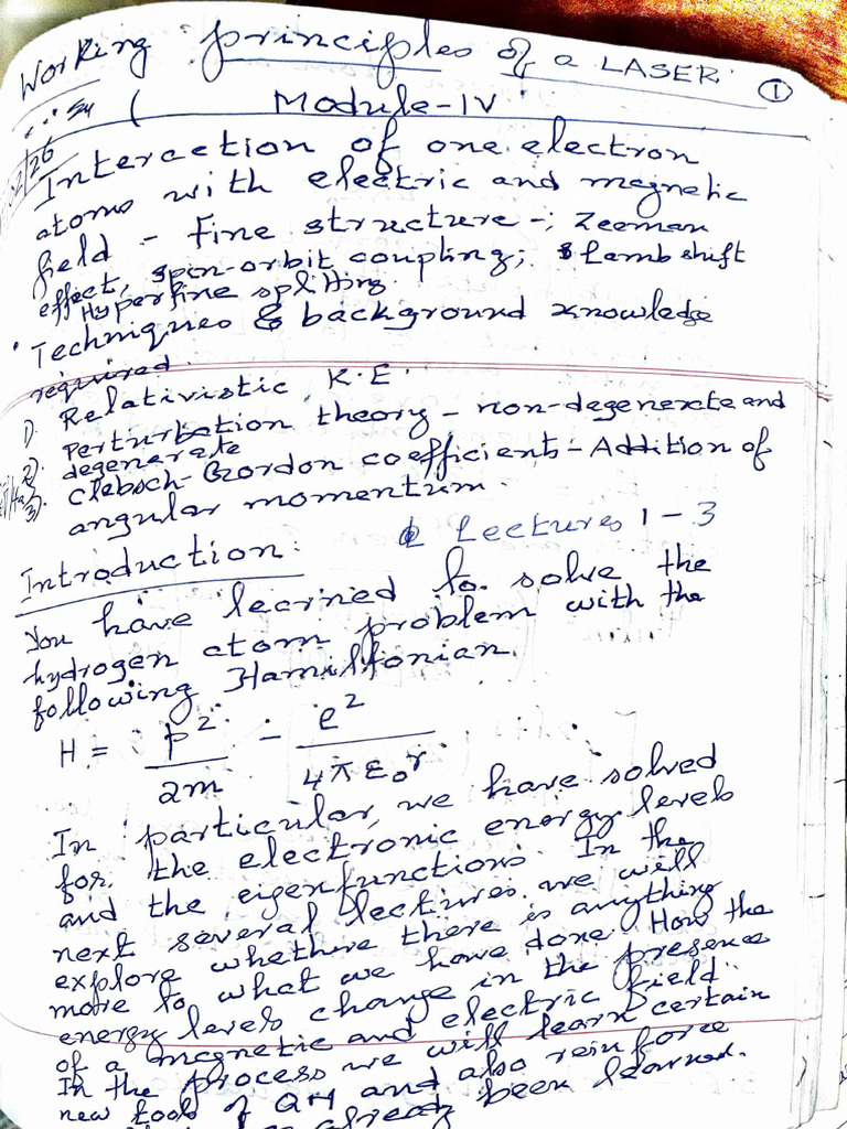 Lecture Notes - Fine Structure 2026 | PDF