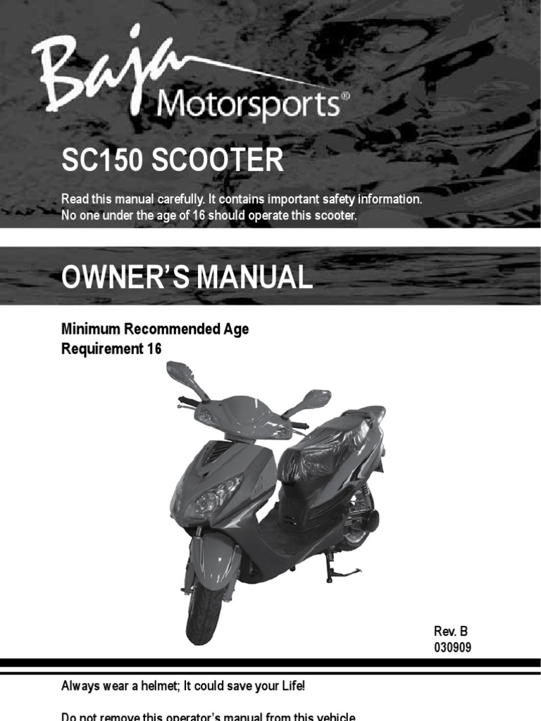 SC150 Scooter Owner's Manual | PDF | Tire | Motor Oil