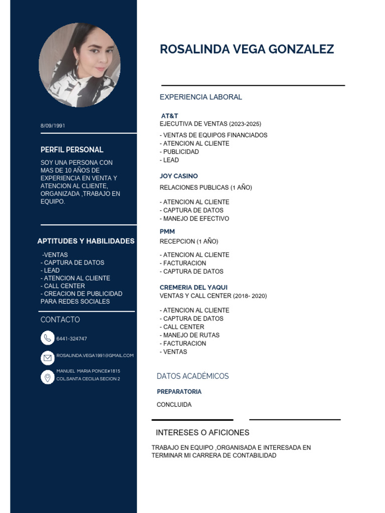Currículum Corporativo Minimalista Azul Marino | PDF