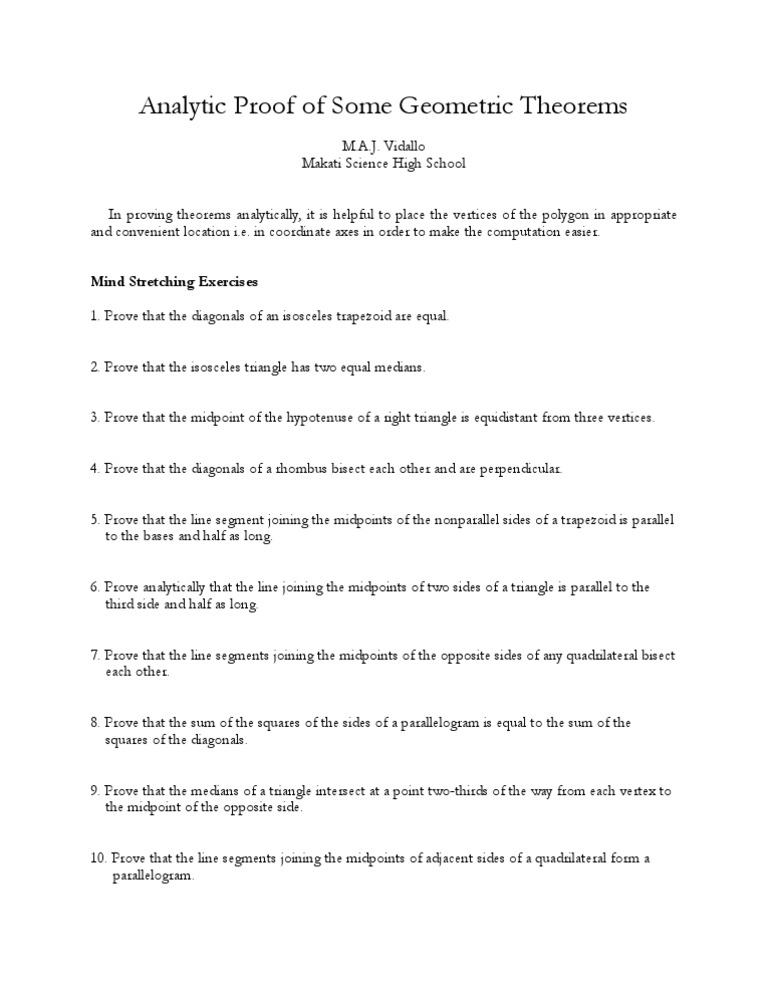 Geometry Theorems for Students | PDF