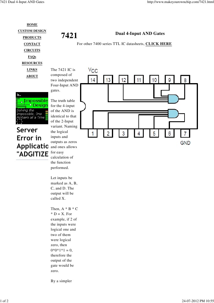 7421 Dual 4-Input and Gates | PDF