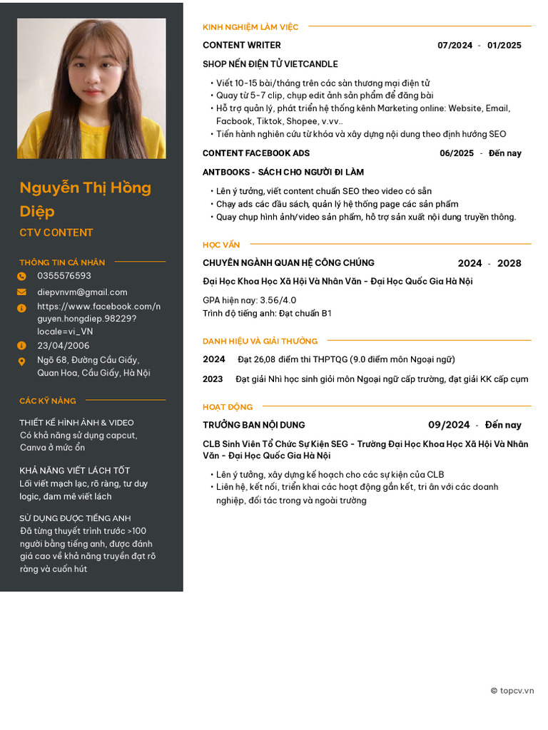 Nguyen Thi Hong Diep TopCV.vn 050226.144950 | PDF