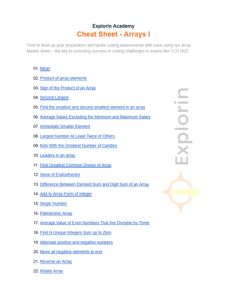 Array Cheatsheet Explorin | PDF