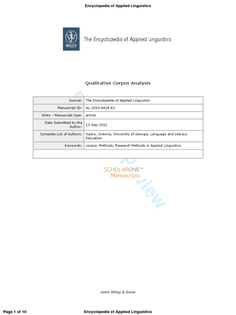 Qualitative Corpus Analysis | PDF | Qualitative Research | Linguistics
